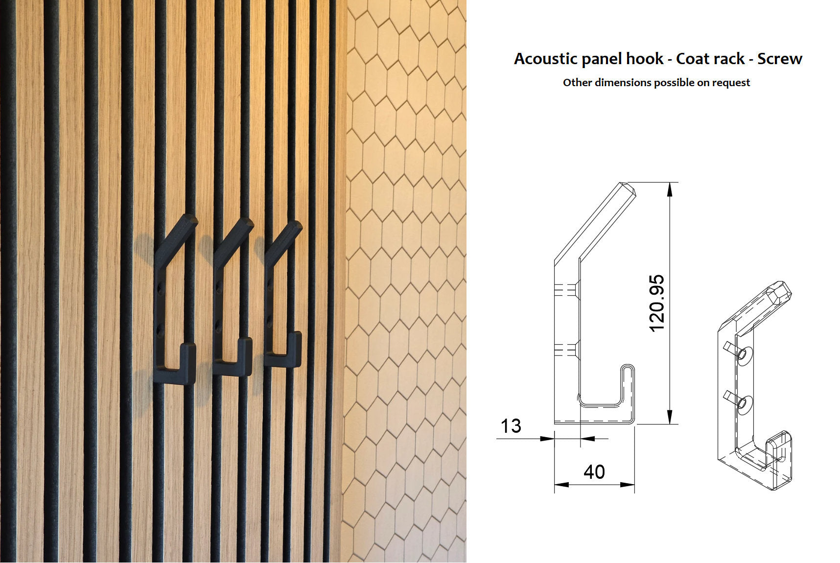 Acoustic panel hook - double coat hook – WallTune